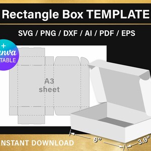 BUNDLE Rectangle Box Blank Template DIY Shipping Box - Etsy