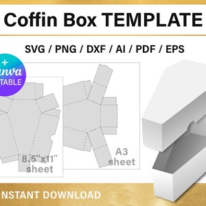 Coffin Box Blank Template, DIY Treat Box, for Halloween Party Decor ...