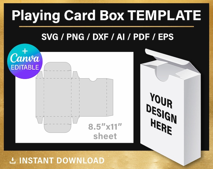 Playing Card Box Template, DIY Trading Card Box BLANK Template, Poker ...