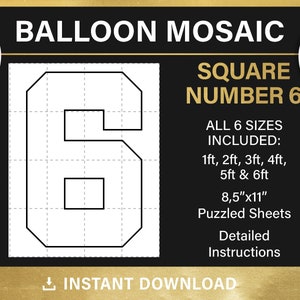 Square Number 6 Mosaic From Balloons Tall Six Number - Etsy