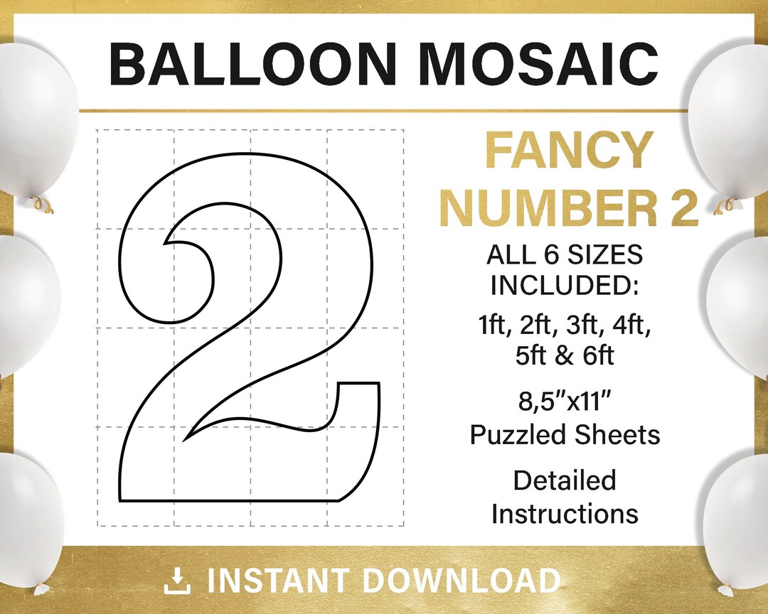 Fancy Number 2 Mosaic From Balloons Marquee Two Number - Etsy