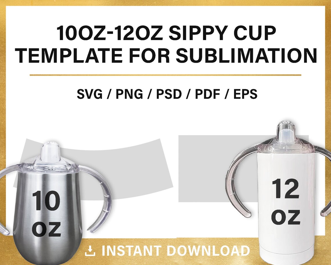 Sippy Cup Template for Sublimation BUNDLE 10oz 12oz for - Etsy