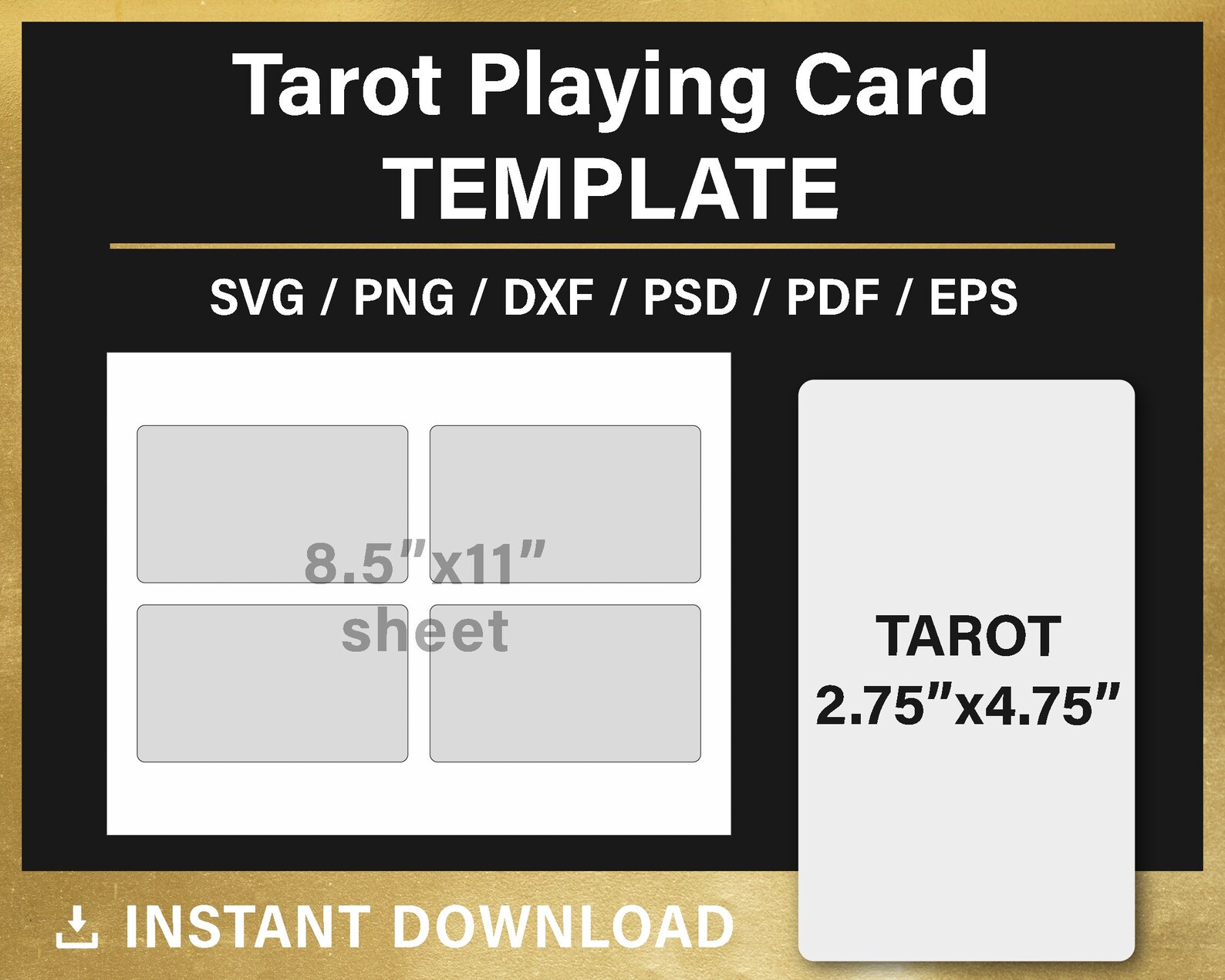 Playing Card Template BUNDLE 5 Sizes BLANK Template Svg - Etsy