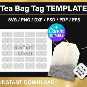 Tea Bag Tag, Blank Template, Tea Bag Label Template, DIY, Craft, Svg ...