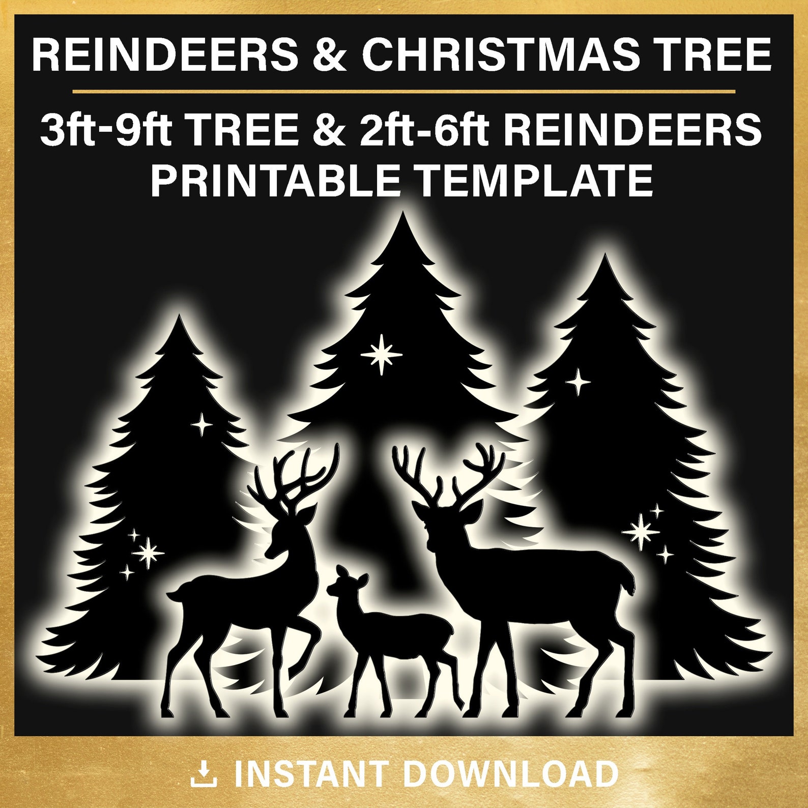 Christmas Scene Lawn Decor Template, BUNDLE, Reindeer Family Christmas ...