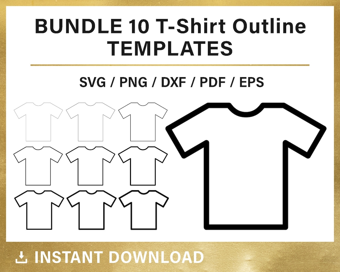 T-shirt Outline Svg, BUNDLE, 10 Tshirt Outlines in Different Strokes ...