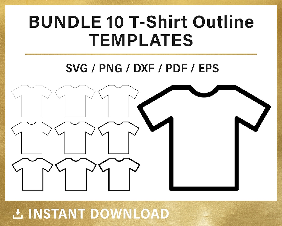 T-shirt Outline Svg BUNDLE 10 Tshirt Outlines in Different - Etsy