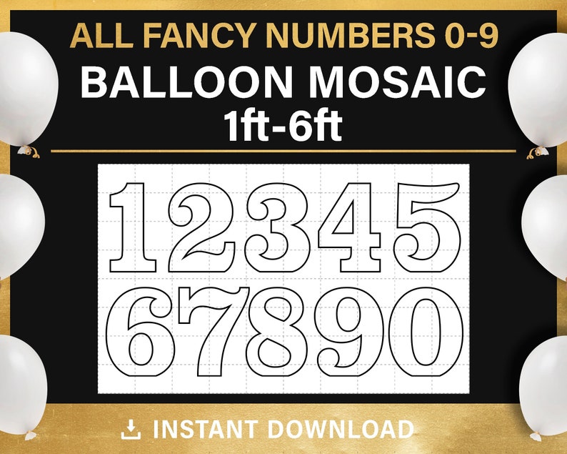 Fancy Numbers BUNDLE Mosaic From Balloons Tall Number - Etsy