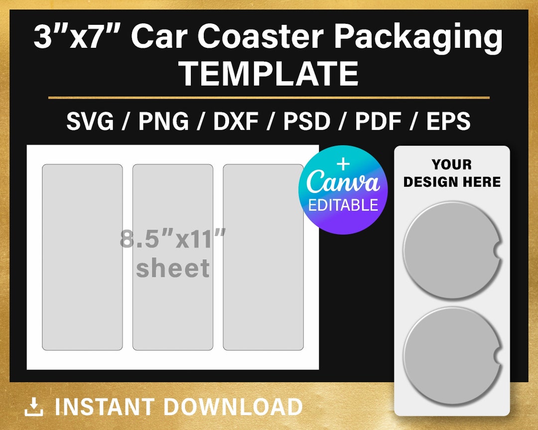 Car Cup Coaster Package, Svg, BLANK Template, Car Coaster Display Card ...