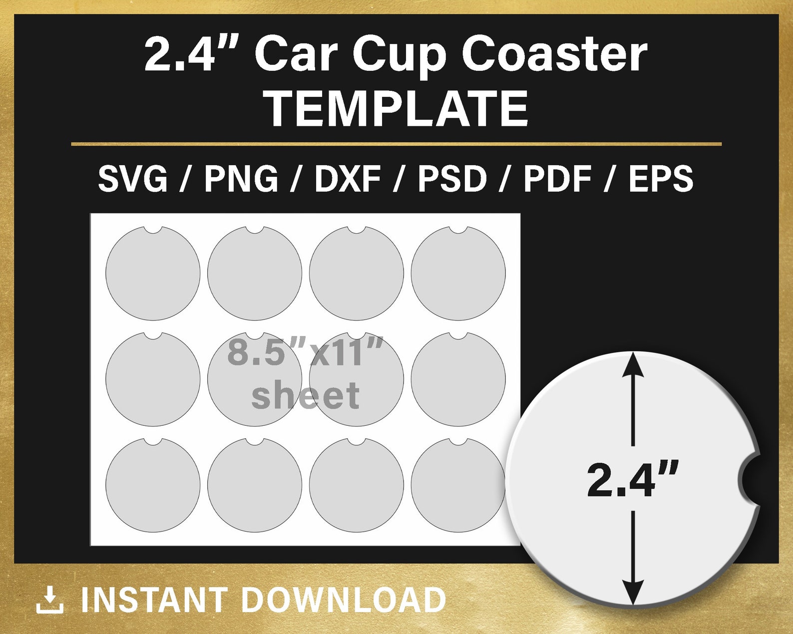 Car Cup Coaster BLANK Template Car Coaster Svg Sublimation - Etsy