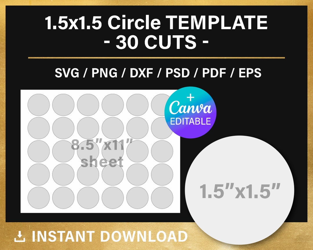 1.5x1.5 Inches Circle BLANK Template, Round Sticker Template ...