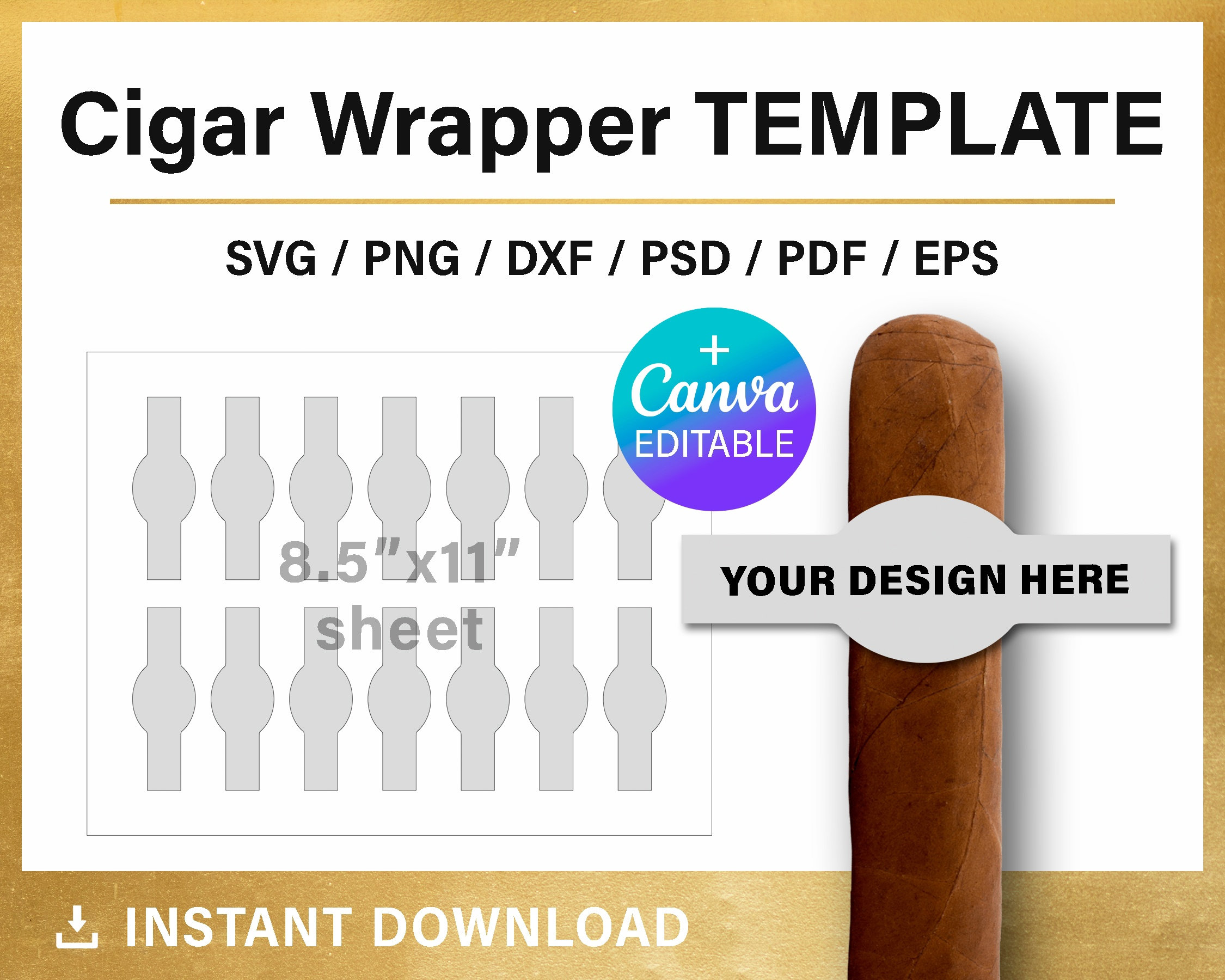 Cigar Label Template Blank Wrapper Template DIY Party - Etsy