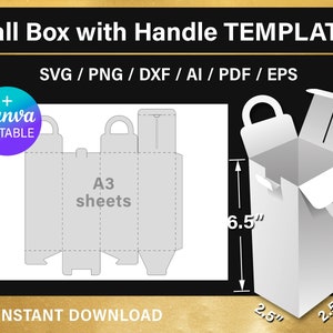 6 Tall Box Bundle, Blank Template, With Handle & With Window, DIY Gift ...