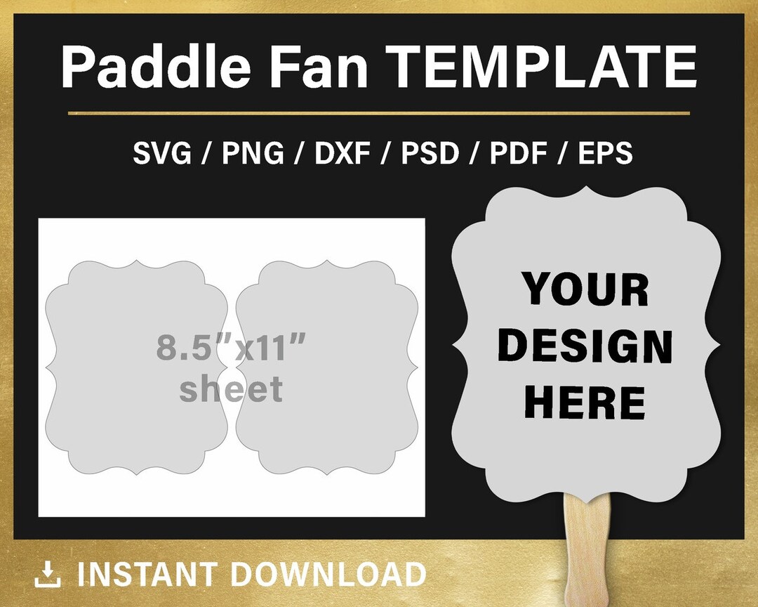 Paddle Fan Template Blank Template Editable Wedding Paddle - Etsy