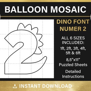 Dino Font, All Numbers, BUNDLE, Dinosaurs Birthday Balloon Decor, Dino ...