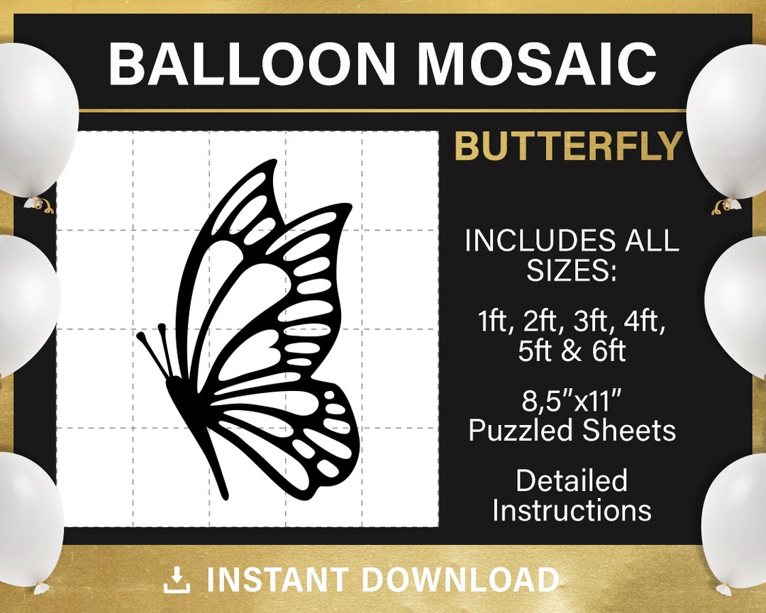 Butterfly, DIY, Prop Template, Mosaic Frame Balloon Template, Butterfly ...