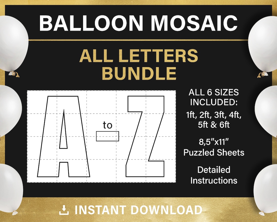 Frame for Balloon, Bundle, A-Z Template Mosaic, All Letters From ...