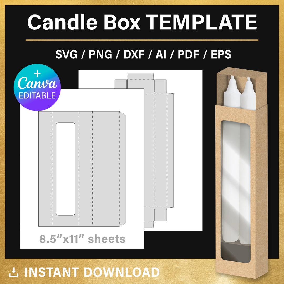 2 Candle Box, PDF, Blank Template, With Window, DIY, Gift Box for ...