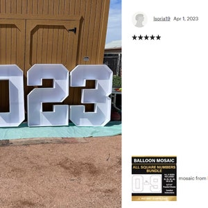 Square Numbers, BUNDLE, Mosaic From Balloons, Tall Number Template, 1ft ...