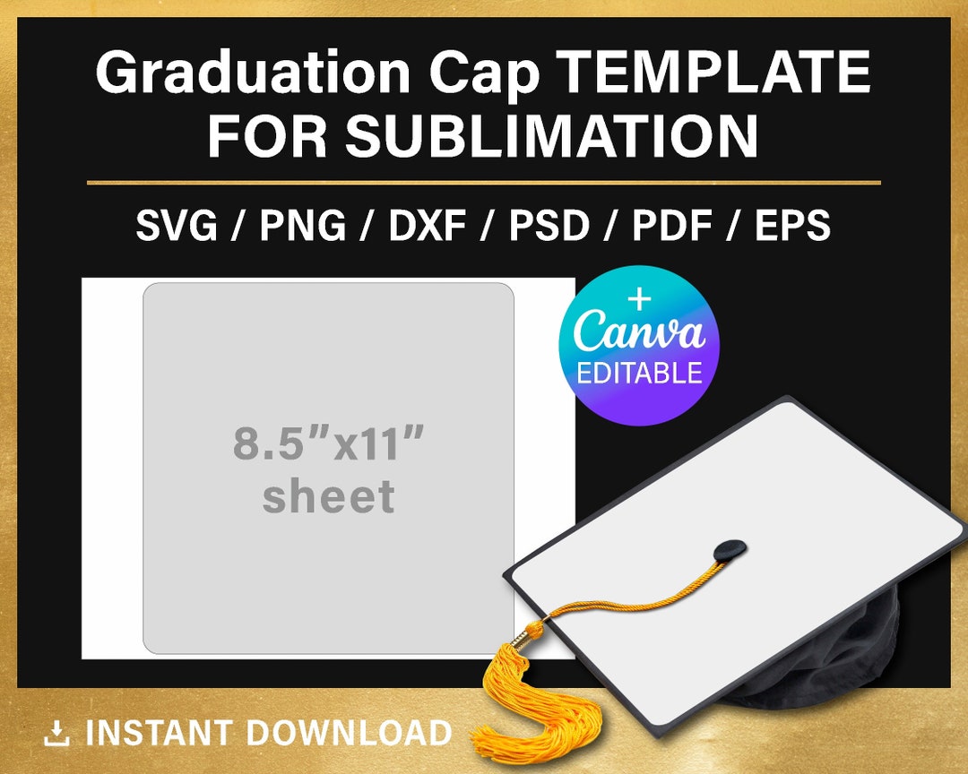 Graduation Cap, BLANK Template for Sublimation, Svg, Png, Canva, Psd ...