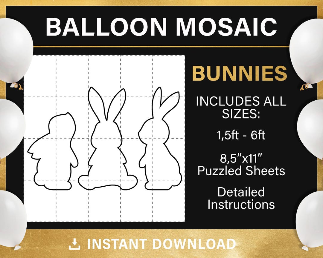 Bunnies Mosaic Frame Template, Bundle, Easter Bunny, Mosaic From ...