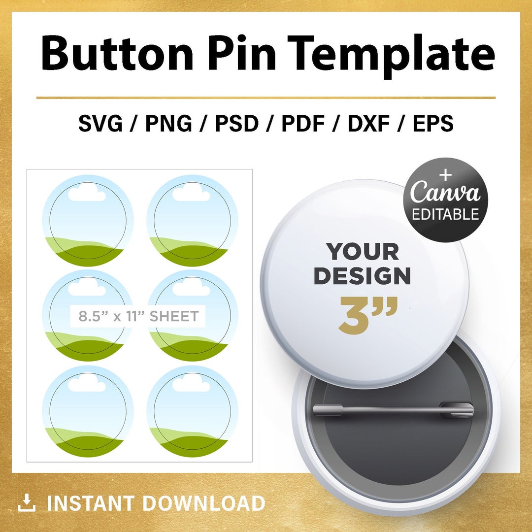 3 Inches, Button Pin Template, for Sublimation, for Cutting, Diy, Blank Template, Canva, Cricut ...