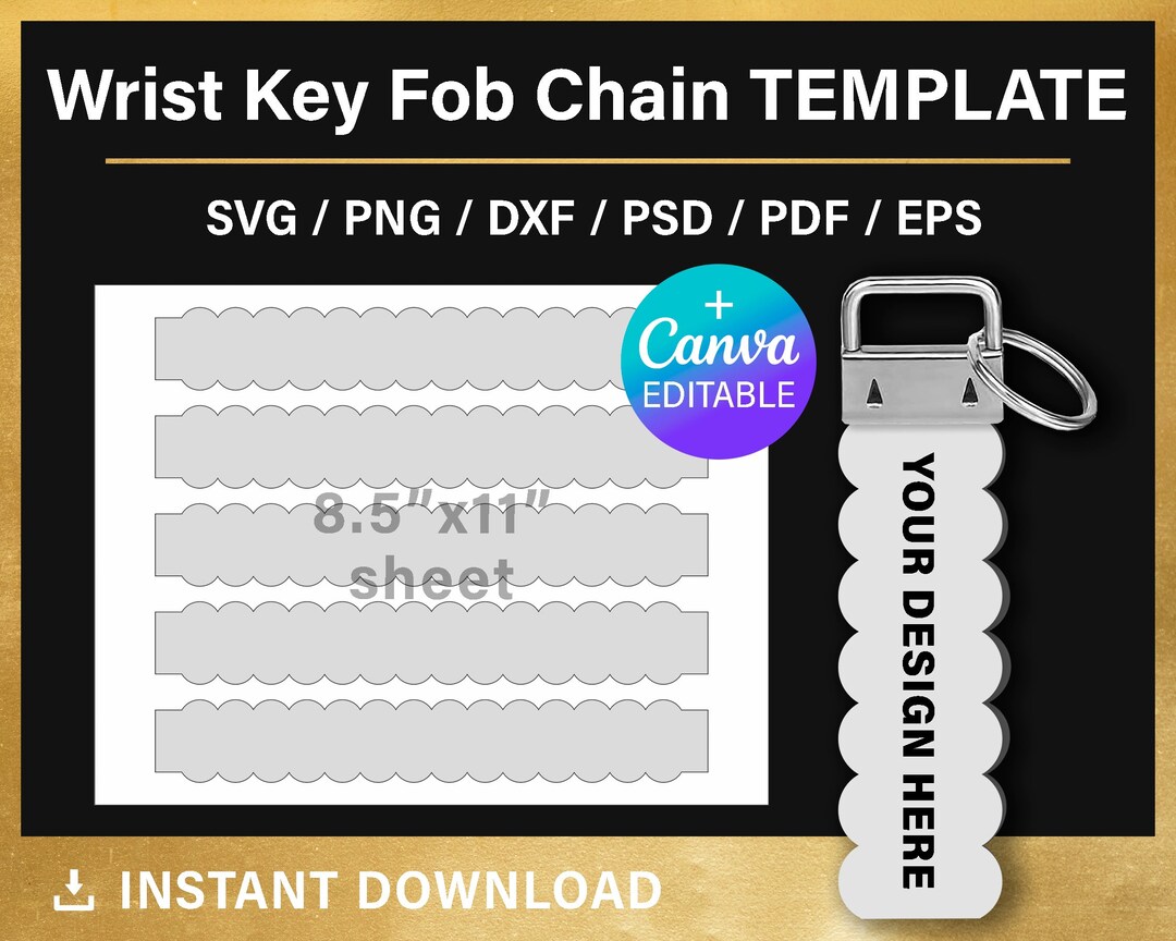Wrist Key Fob Chain, BLANK Template, Neoprene Wristlets Sublimation ...