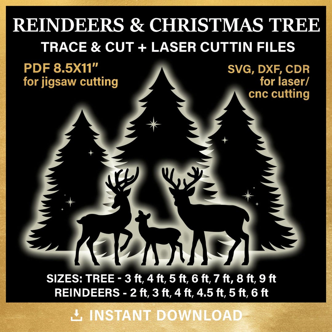 Christmas Scene Lawn Decor Template, BUNDLE, Reindeer Family ...
