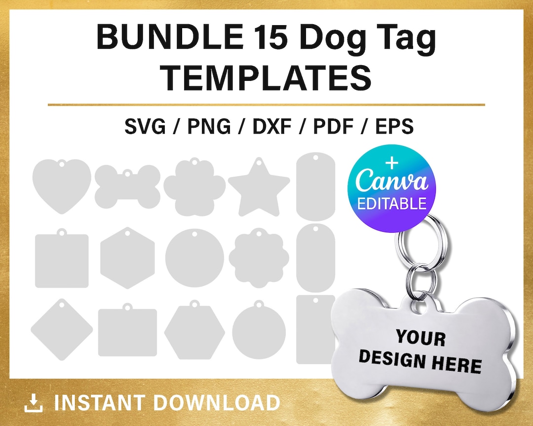Dog Tag Blank Template, Bone Tag, DIY, Dog Bone Tag SVG, Sublimation ...