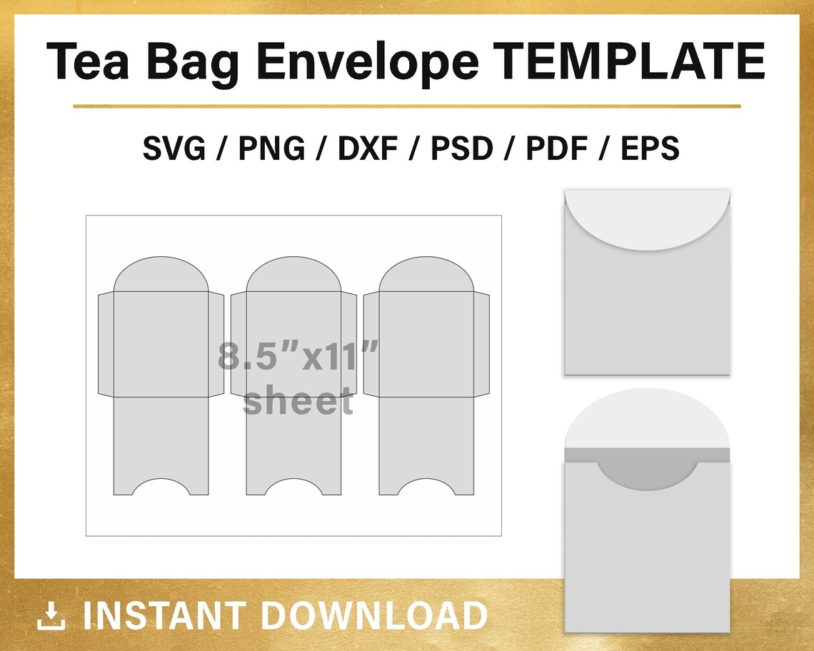 Tea Bag Envelope Template Blank Seed Packet Template SVG - Etsy