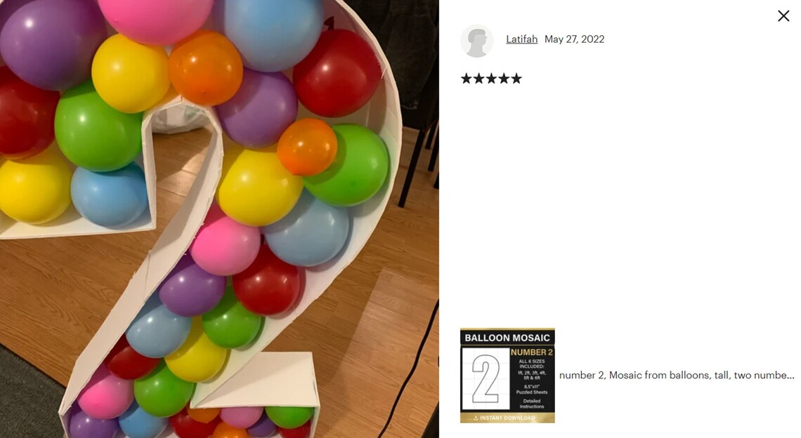 Number 2 Mosaic From Balloons Tall Two Number Template - Etsy