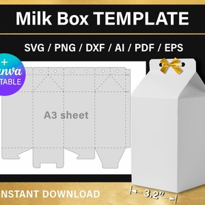 BUNDLE, Milk Box Template, DIY Milk Carton BLANK Template, Canva, Svg ...