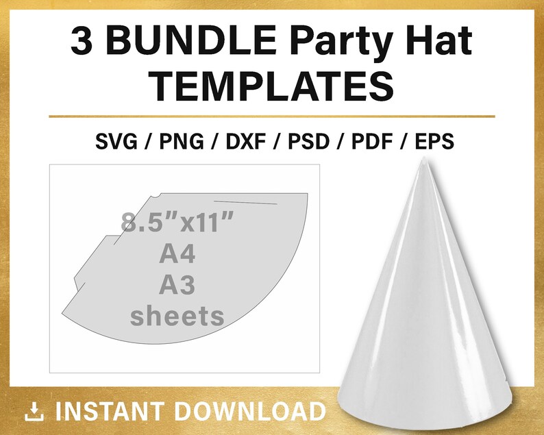 Party Hat Blank Template BUNDLE DIY Party Decorations Set | Etsy