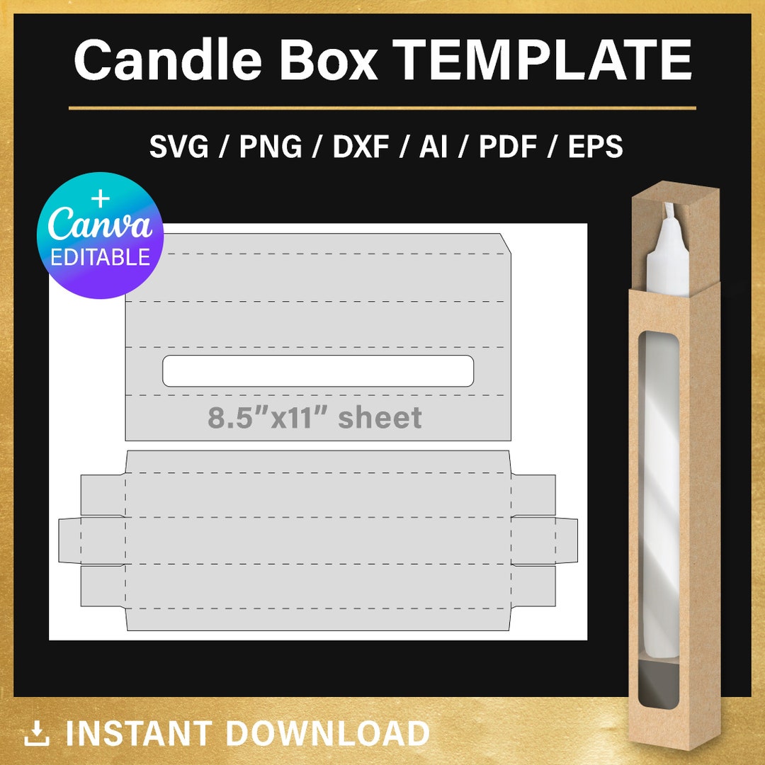 Tall Candle Box Blank Template With Window, DIY, Candle Gift Box, Png ...