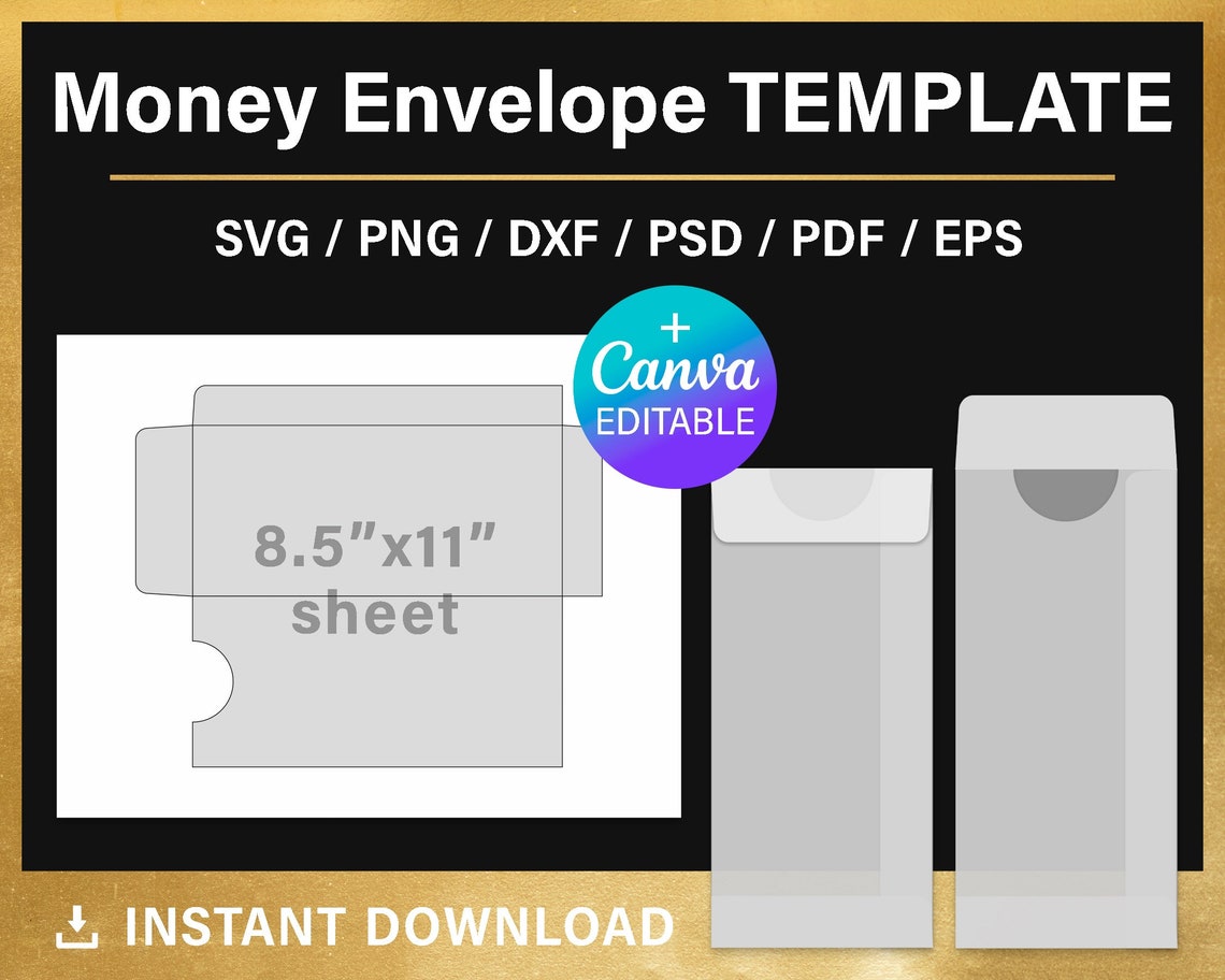 Money Envelope Template, Money Holder, Blank Template, Svg, Pdf, Cut ...