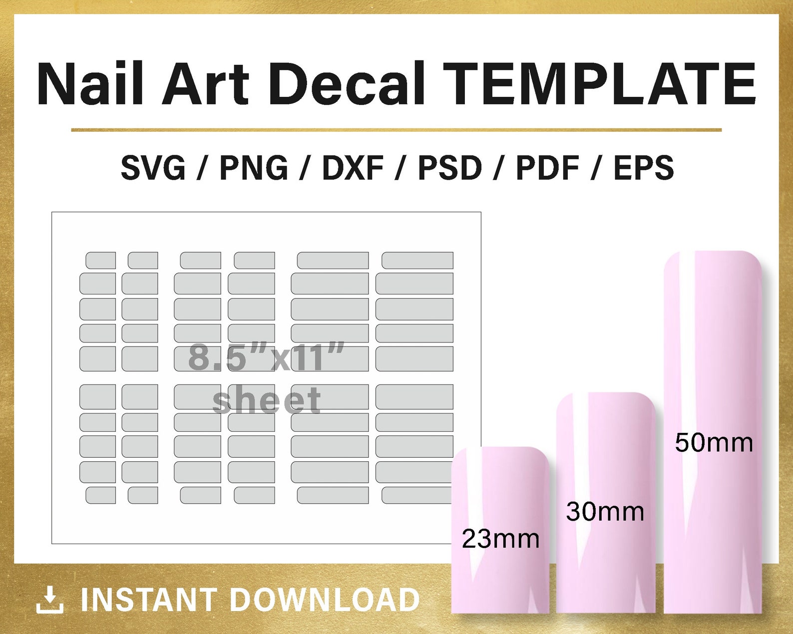 Short Square Nail BLANK Template 3 Sizes Nail Art Decal - Etsy