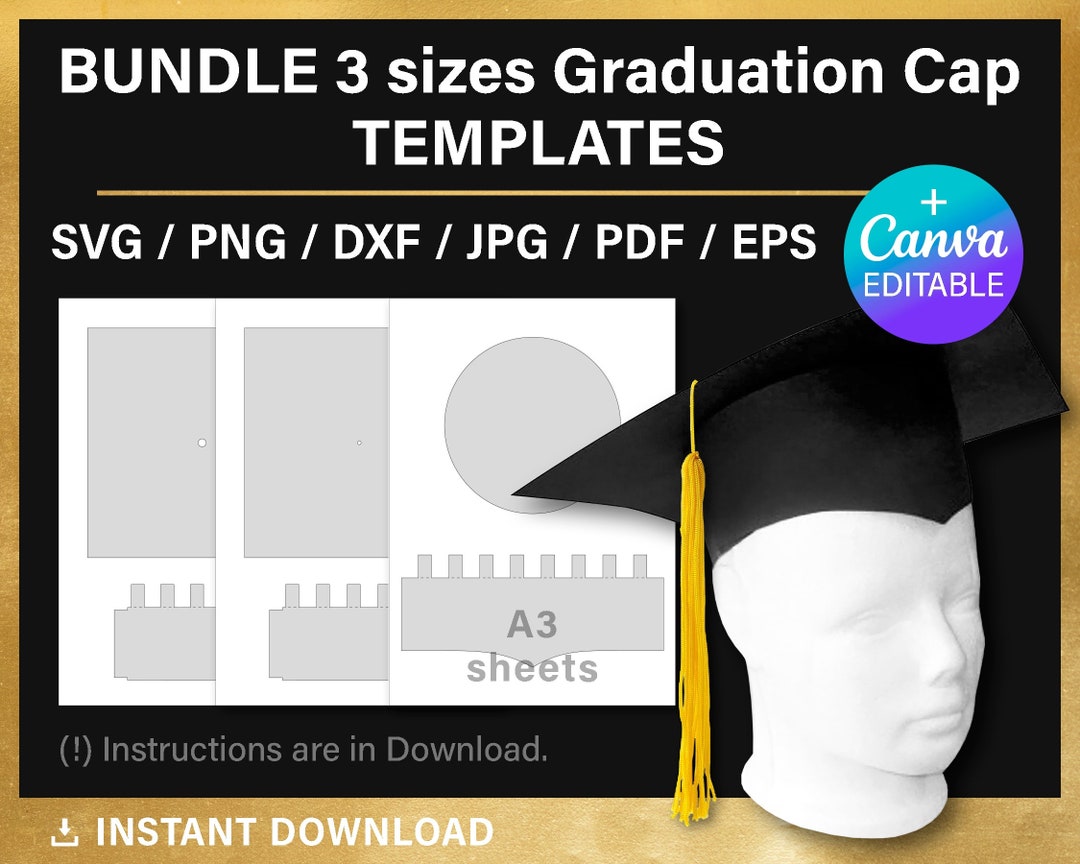 Graduation Cap Template, 3D, Craft, DIY, Graduate Hat, Svg, Png, Psd ...
