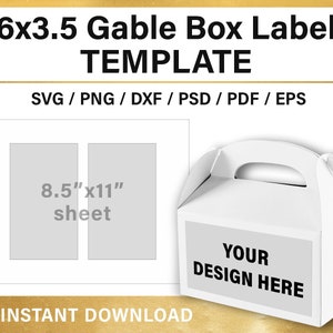 Gable Box Label Template 6x3.5 Blank Template SVG - Etsy