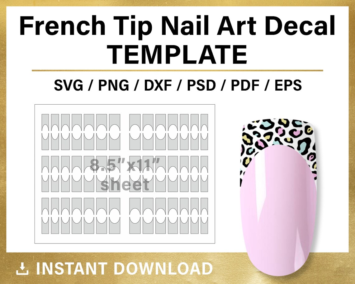 French Tip Nail BLANK Template Nail Art Decal Custom Wrap | Etsy