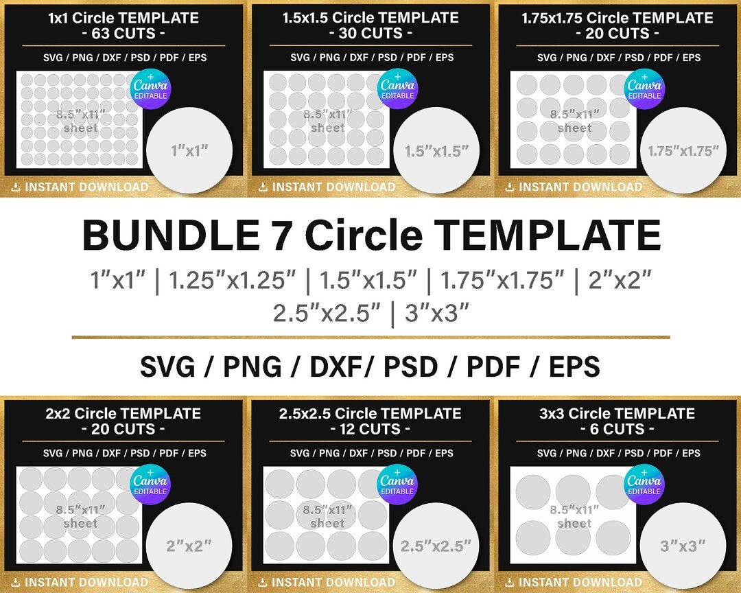 BUNDLE Circle Labels Template, 2.5x2.5 Inches, BLANK, Round Sticker ...