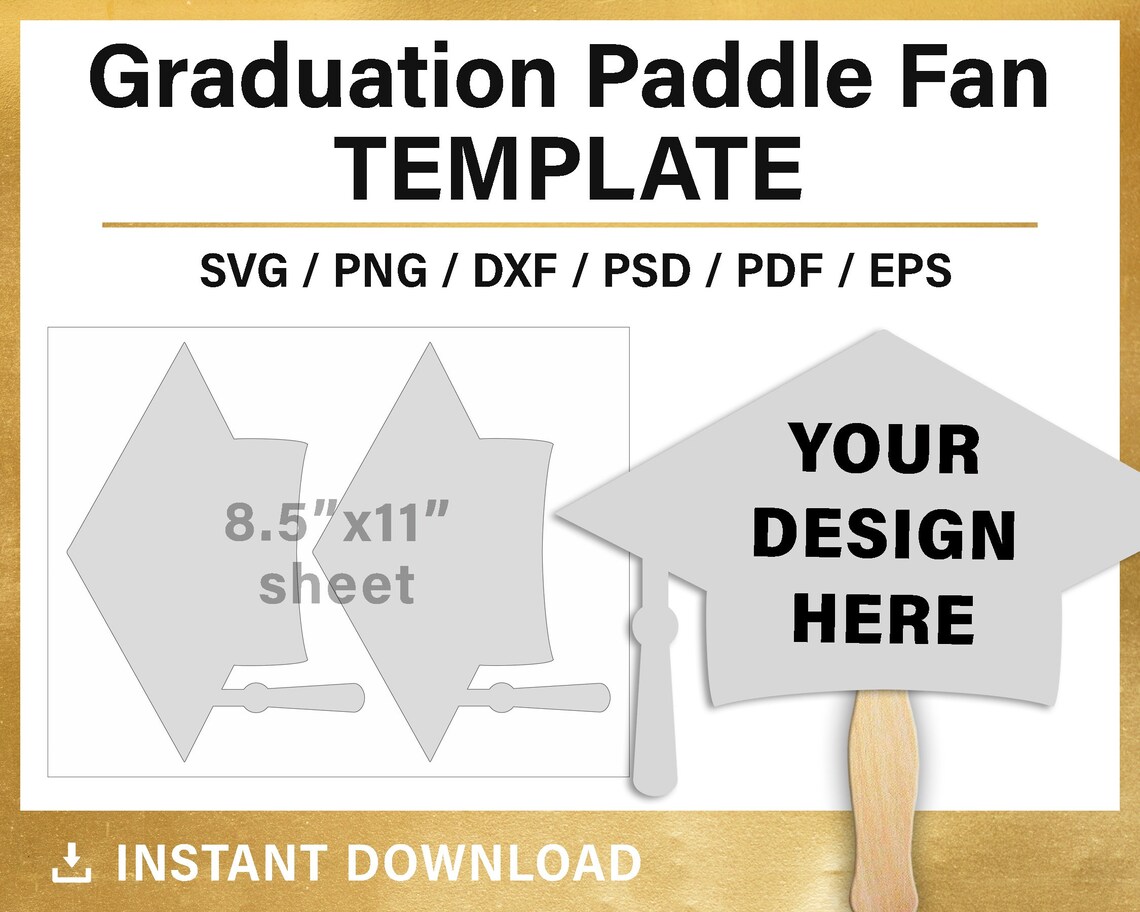 Graduation Paddle Fan Template Blank Template Graduation Cap - Etsy