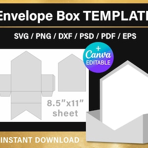Envelope Box Template, DIY, Envelope Flower Box Template, Envelope Tray ...