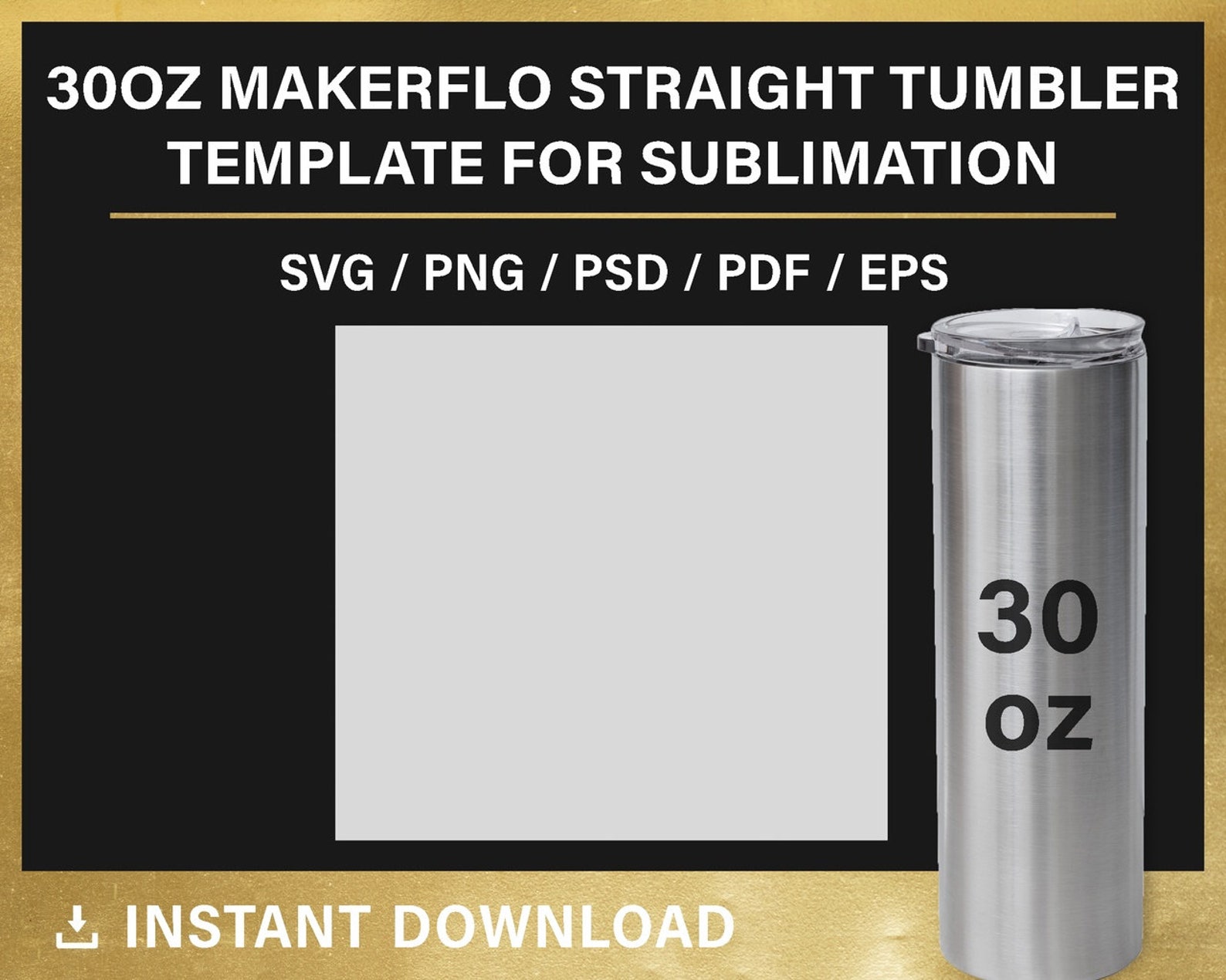 30oz Makerflo Tumbler Template for Sublimation Full Wrap | Etsy