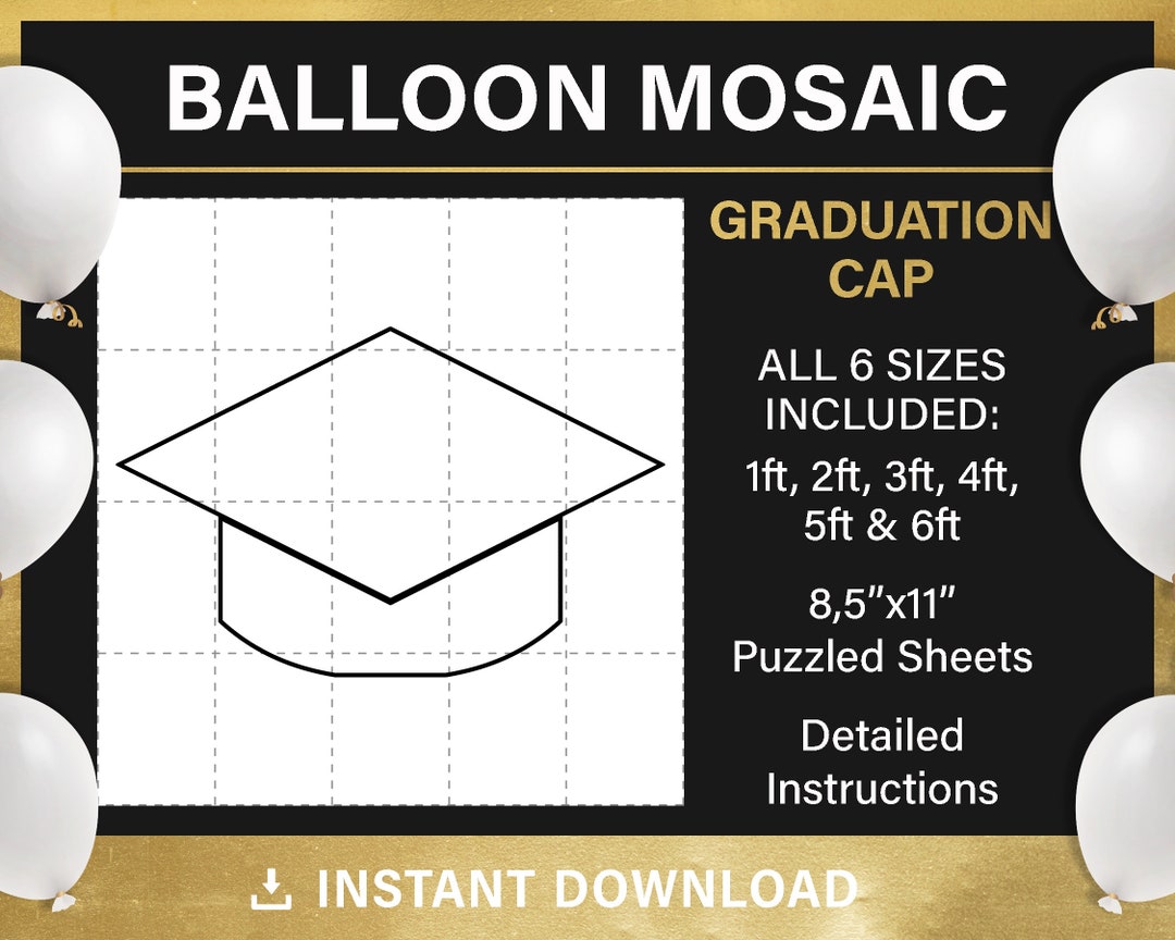 Graduation Cap Mosaic From Balloons, DIY, Graduation Decorations 2022 ...