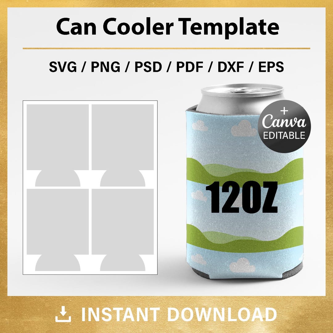 12oz Can Cooler Blank Template for Sublimation, Beer Cooler Template ...