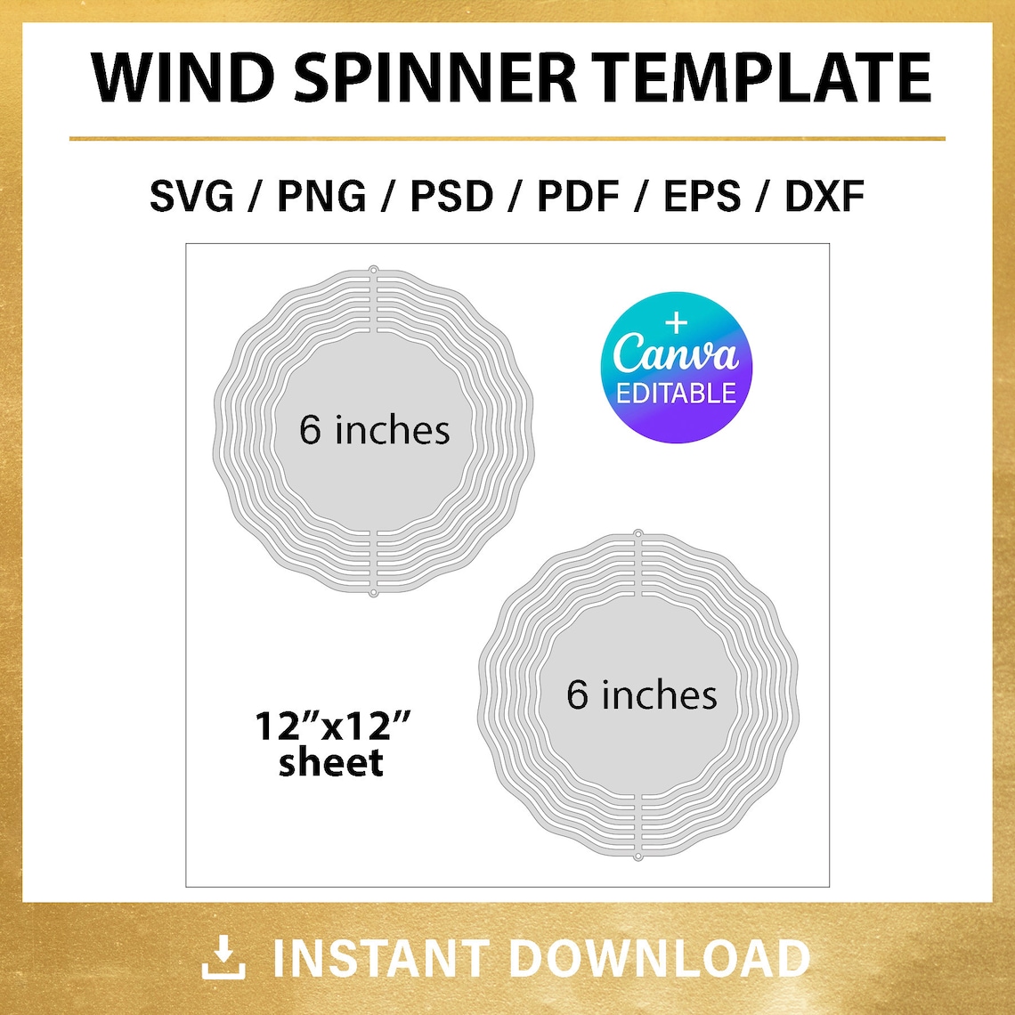 Wind Spinner, BLANK Template, 6 Inches, Ornament Box, Png, Psd, DIY ...
