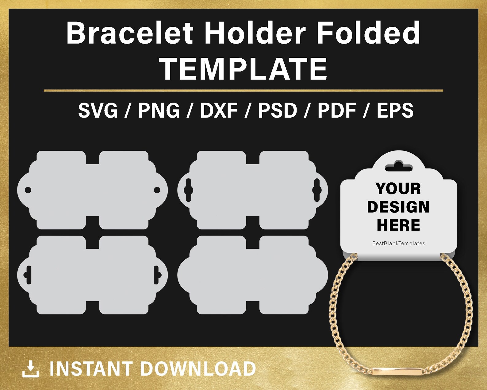 Bracelet Display Card Folded BLANK Template Bracelet Hang | Etsy