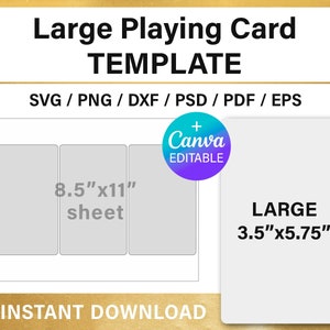 Playing Card Template, BUNDLE, 5 Sizes, BLANK Template, Svg, Dxf, Cut ...