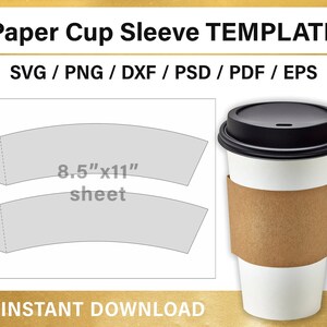 Paper Cup Sleeve Template Coffee Cup Sleeve BLANK Template - Etsy
