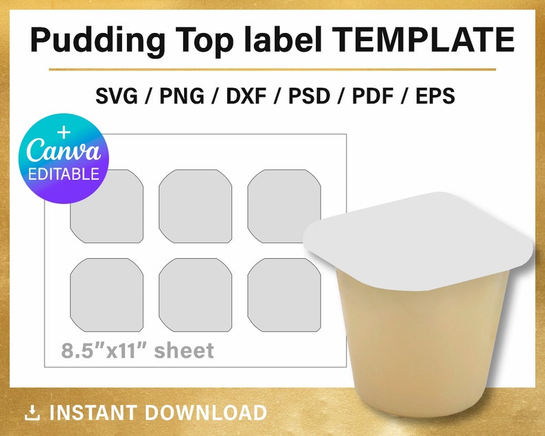 Pudding Top Label Template DIY Party Decorations Pudding - Etsy